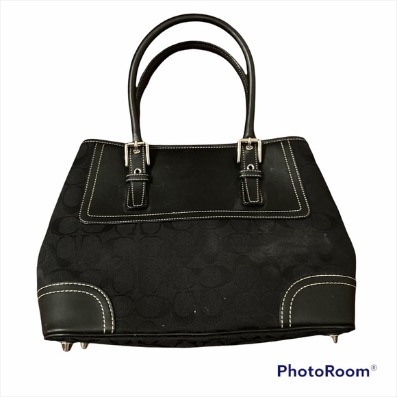 Coach | Bags | Coach Hamptons Black Signature Jacquard Handbag | Poshmark
